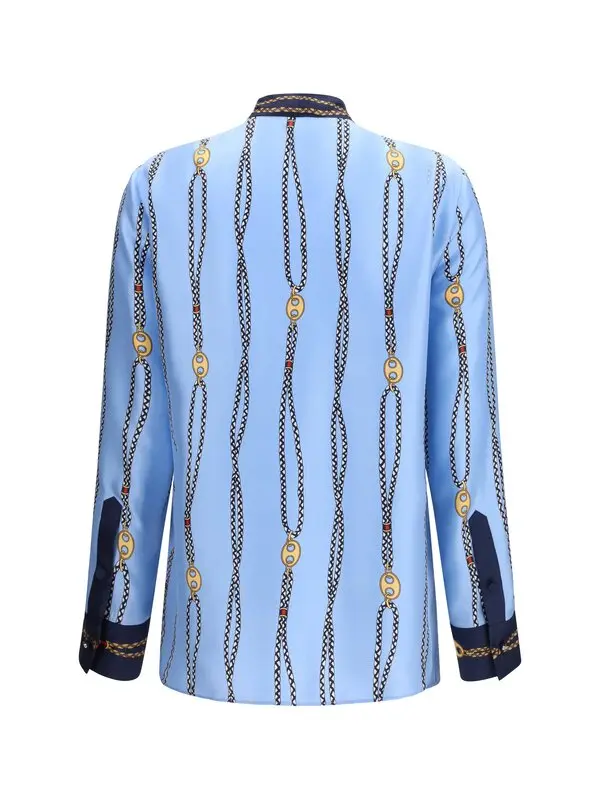 Gucci Silk Printed Shirt With Tie Detail