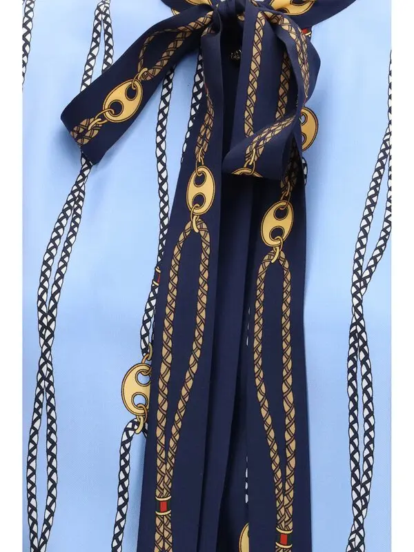 Gucci Silk Printed Shirt With Tie Detail