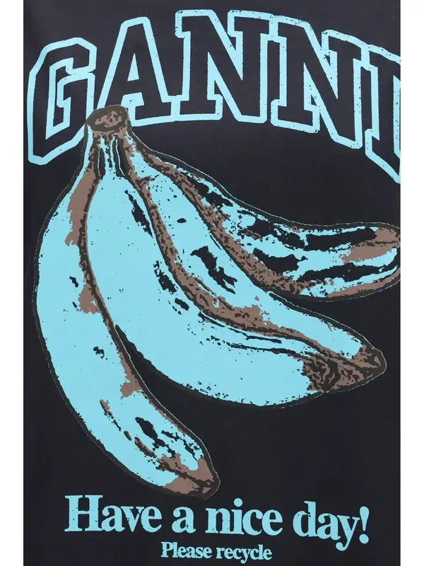 GANNI Banana Graphic Cotton T-shirt - Black