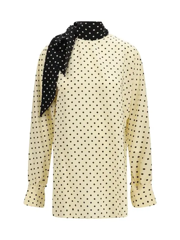 Valentino Garavani Polka Dot Blouse With Side Bow Detail - Cream