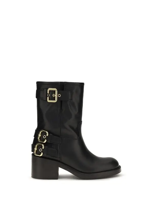 Chloé Dakota Buckled Leather Ankle Boots - Black