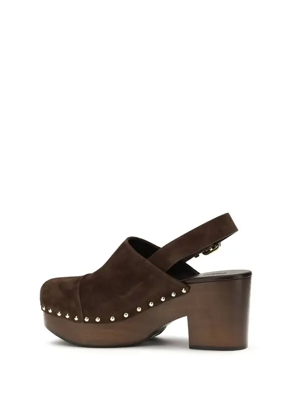 Chloé Jeannette Wedge Clogs In Glossy Calfskin - Brown
