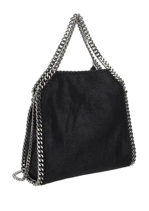 Stella McCartney Falabella Mini Tote Handbag With Chain Strap - Black