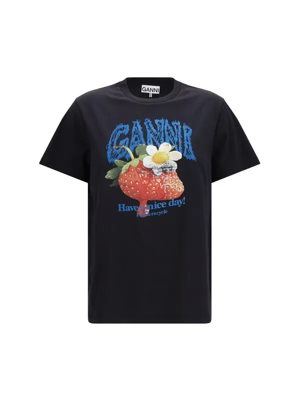 GANNI Strawberry Graphic T-shirt - Black