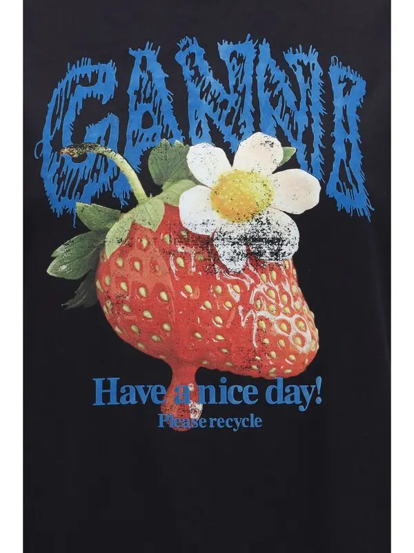 GANNI Strawberry Graphic T-shirt - Black