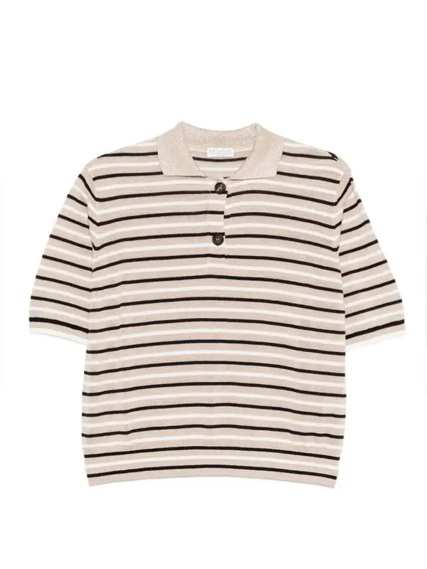 Brunello Cucinelli Striped Knit Polo Shirt