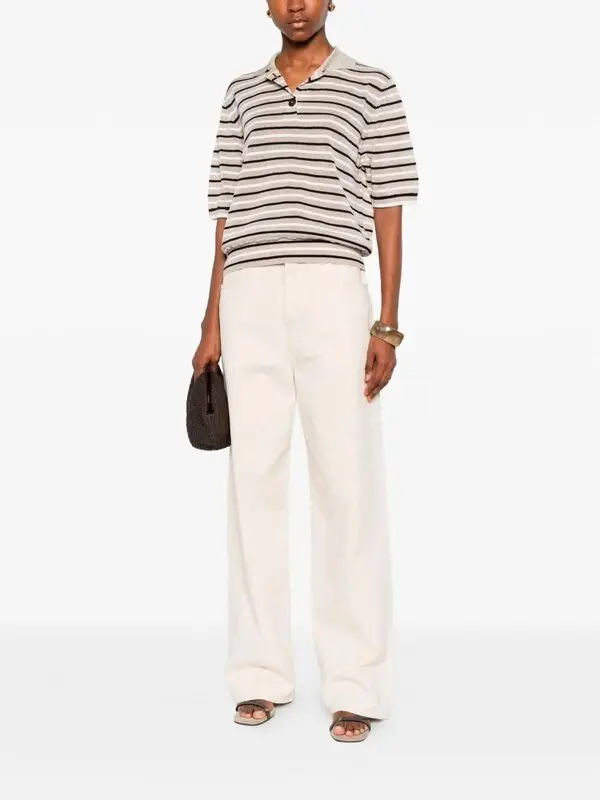 Brunello Cucinelli Striped Knit Polo Shirt