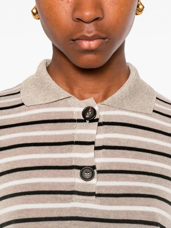 Brunello Cucinelli Striped Knit Polo Shirt