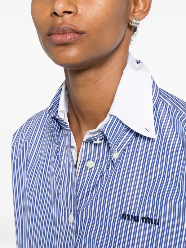 Miu Miu Vertical Stripe Cropped Shirt