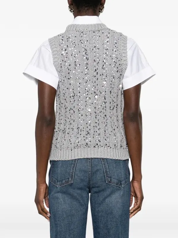 Peserico Knit Sequined Sleeveless Top