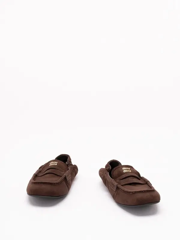 Miu Miu Ruched Suede Loafers - Multicolor