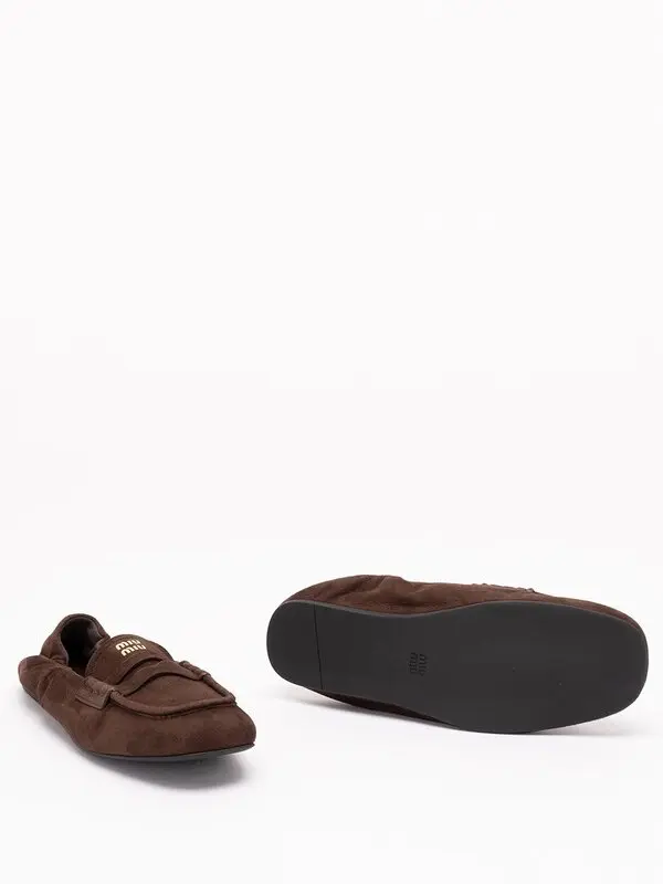 Miu Miu Ruched Suede Loafers - Multicolor