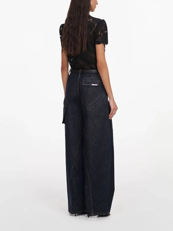 SELF-PORTRAIT Lace Tie Neck Top