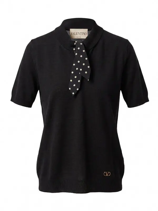 Valentino Garavani Wool Knit Top With Polka Dot Scarf Detail - Multicolor
