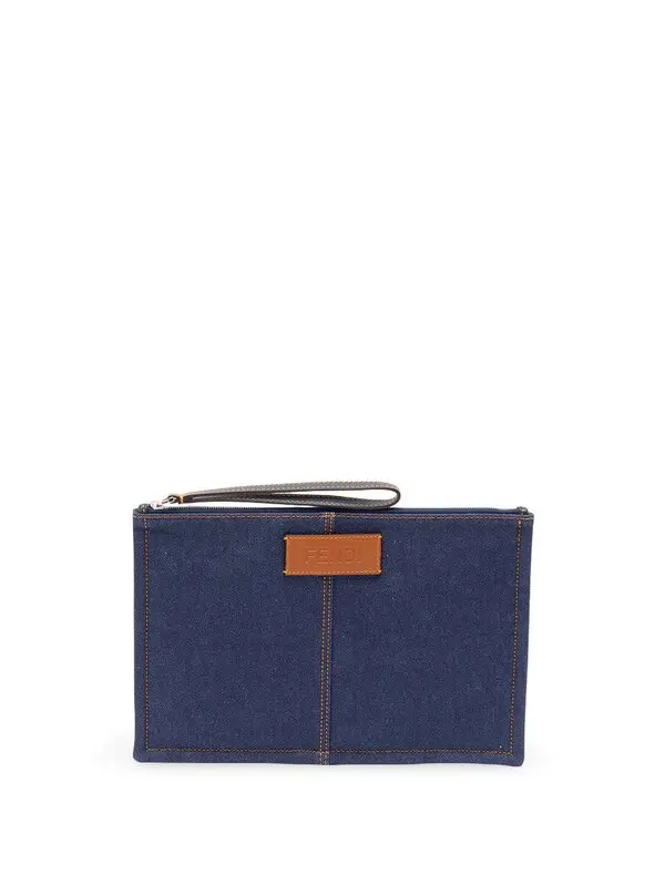 Fendi Flat Pouch In Denim - Multicolor
