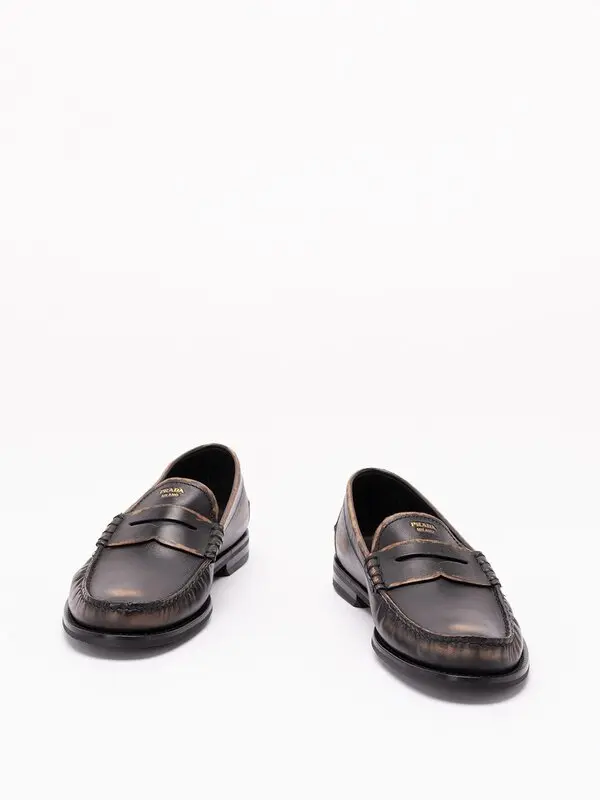 Prada Antiqued Leather Loafers - Multicolor