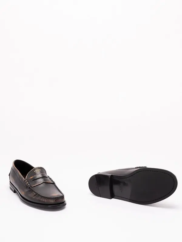 Prada Antiqued Leather Loafers - Multicolor