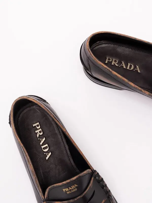 Prada Antiqued Leather Loafers - Multicolor