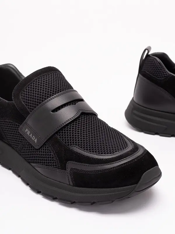 Prada Mesh And Leather Sneakers
