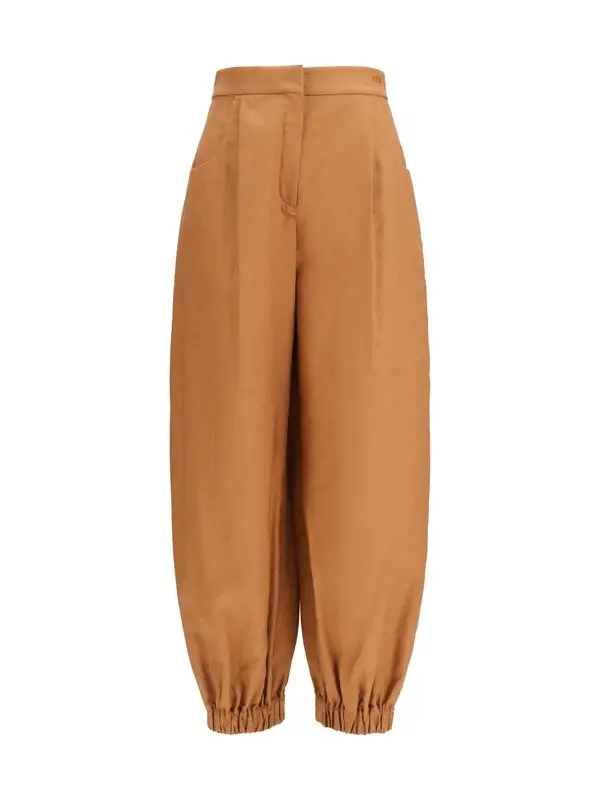 Fendi Cotton And Linen Balloon Pants - Brown