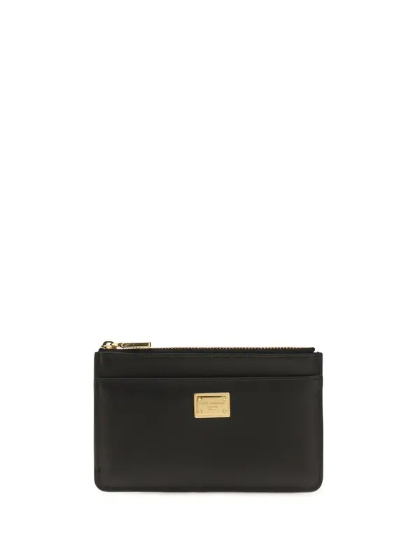 Dolce & Gabbana Leather Zip Card Holder - Black
