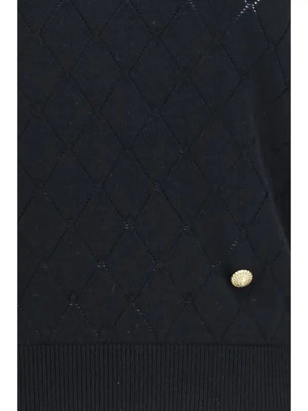 Balmain Sleeveless Wool Crewneck Top - Black
