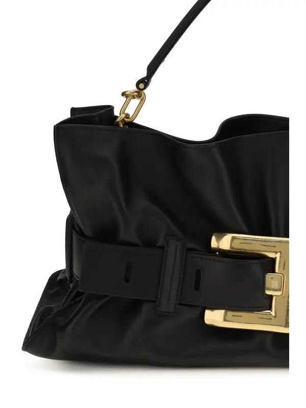 Balmain Medium Anthem Handbag With Buckle Detail - Black