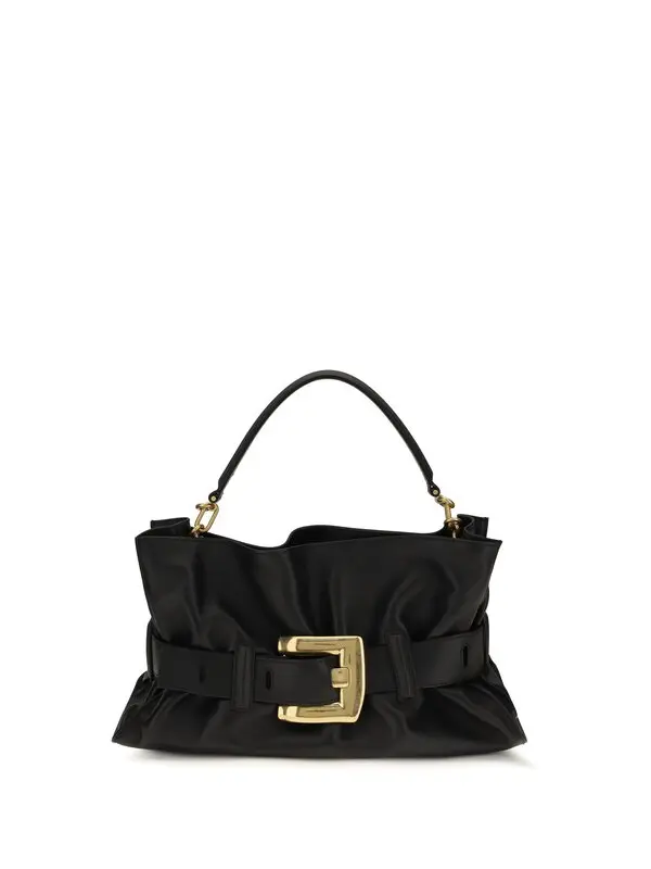 Balmain Medium Anthem Handbag With Buckle Detail - Black