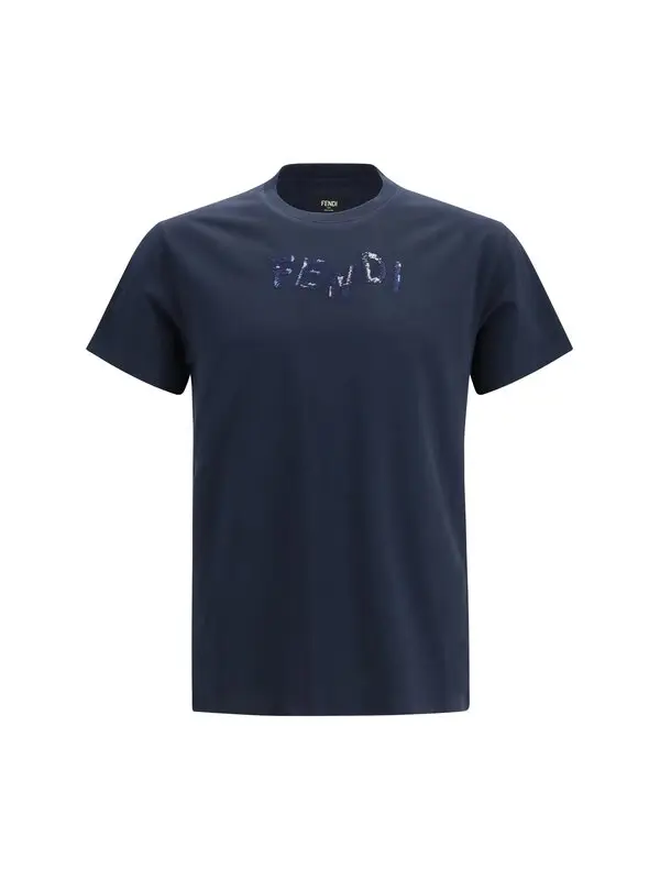 Fendi Cotton T-shirt With Asymmetric Logo