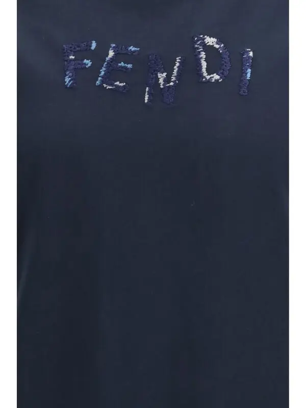 Fendi Cotton T-shirt With Asymmetric Logo