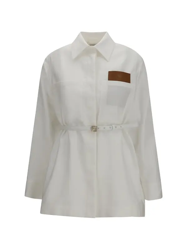 Fendi Belted Linen And Cotton Jacket