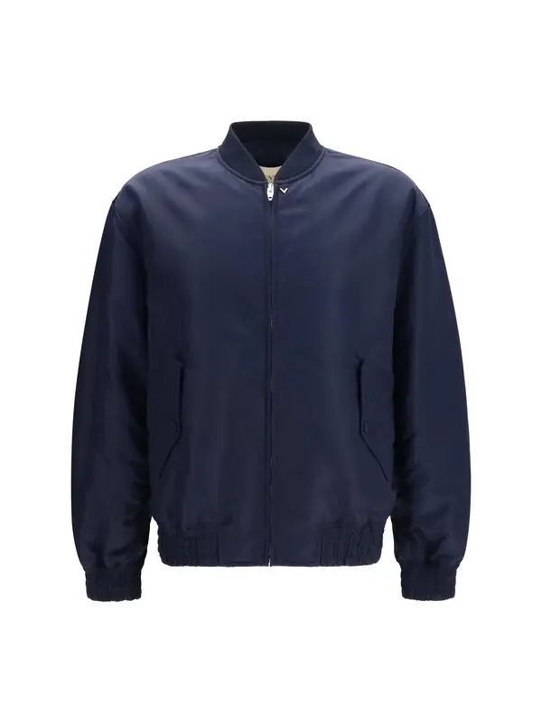 Valentino Garavani Nylon Jacket With Ruffles - Blue