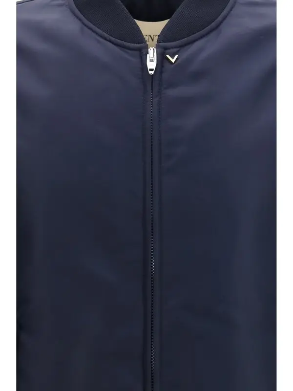 Valentino Garavani Nylon Jacket With Ruffles - Blue