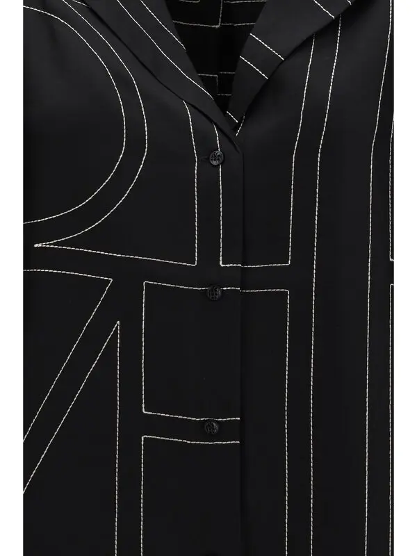 TOTEME Silk Shirt With All-over Monogram - Black