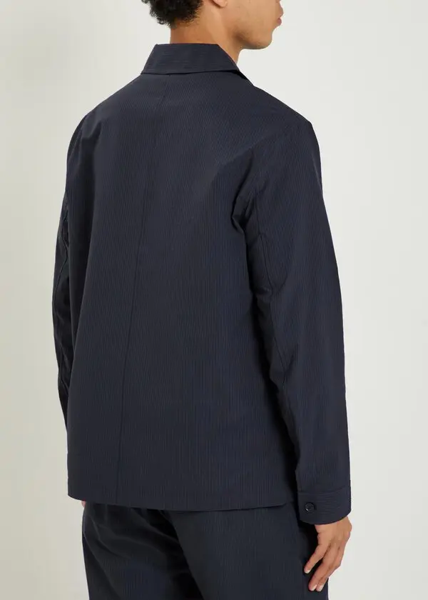 Nn07 Striped Seersucker Shirt Jacket - Navy