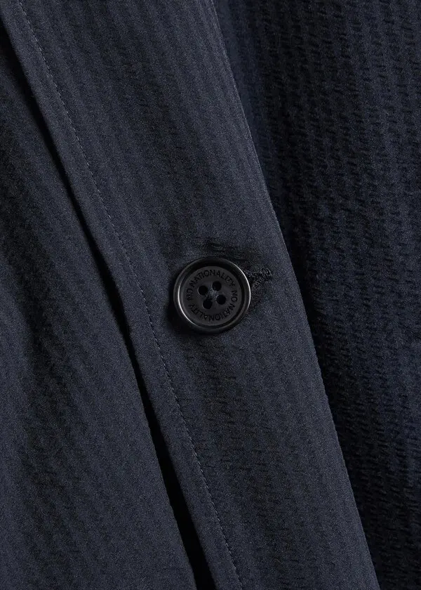 Nn07 Striped Seersucker Shirt Jacket - Navy