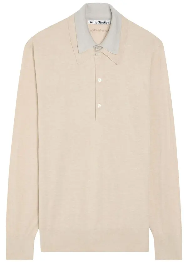 Acne Studios Layered-effect Silk And Wool-blend Polo Top