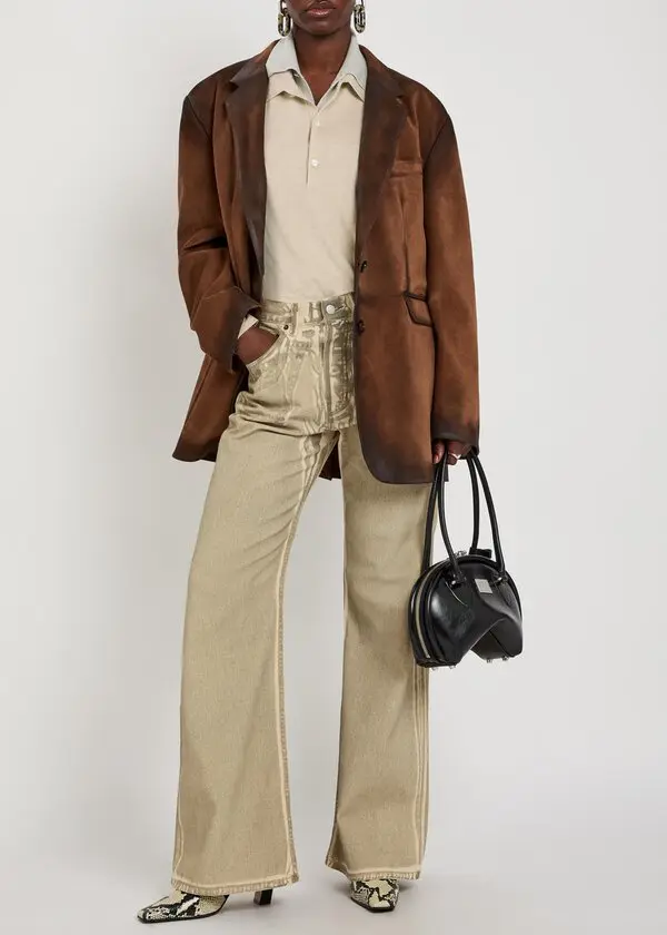 Acne Studios Layered-effect Silk And Wool-blend Polo Top