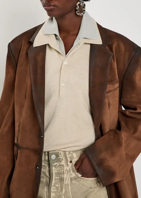 Acne Studios Layered-effect Silk And Wool-blend Polo Top