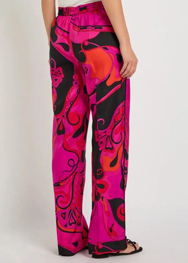 Emilio Pucci Printed Straight-leg Silk Trousers