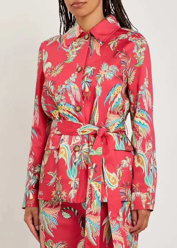 Etro Printed Belted Satin Jacket
