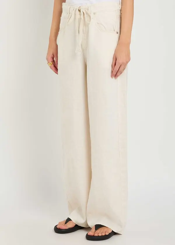 Citizens Of Humanity Brynn Drawstring Linen Trousers - Beige