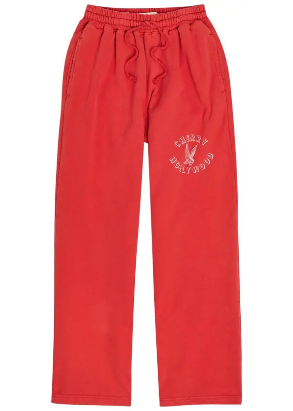 CHERRY LOS ANGELES Hollywood Parachute Printed Cotton Sweatpants - Red