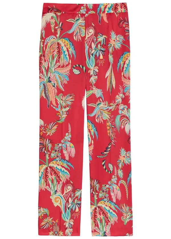Etro Printed Flared-leg Satin Trousers - Multicoloured