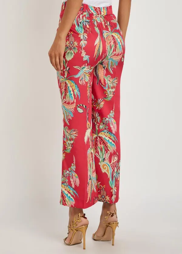 Etro Printed Flared-leg Satin Trousers