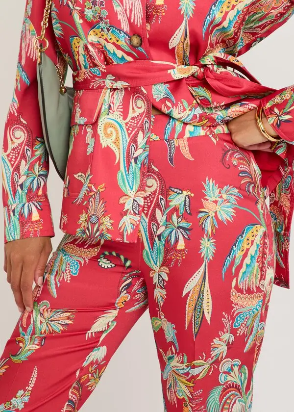 Etro Printed Flared-leg Satin Trousers