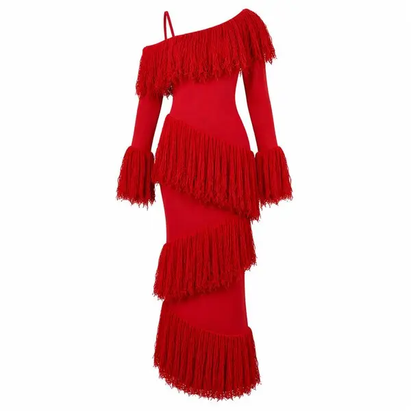 OFUURE Igho Sequin Fringe Maxi Dress - Red