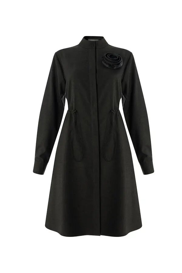 EXQUISE High Neck Long Sleeve Dress