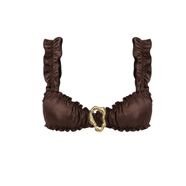IVY SWIMWEAR Carmela Ruffle Bikini Top - Brown