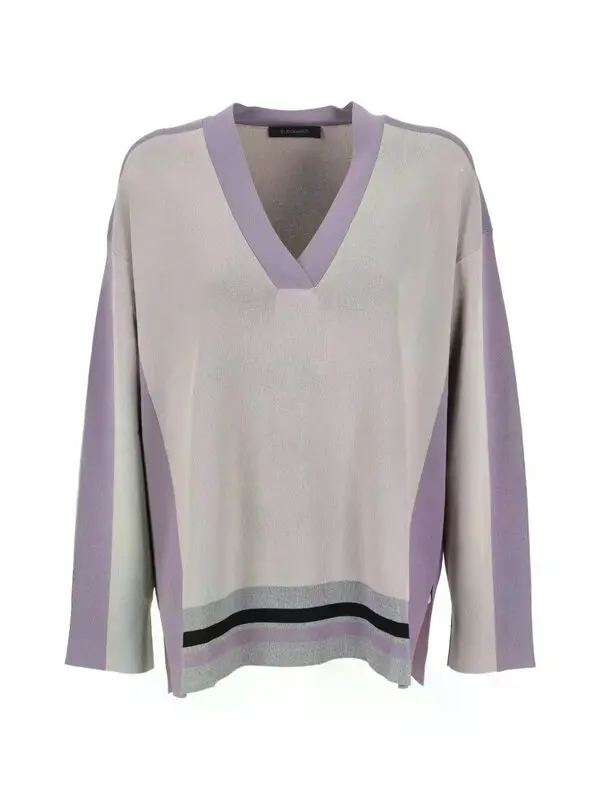 ELENA MIRÒ Colour-block V-neck Sweater - Neutrals